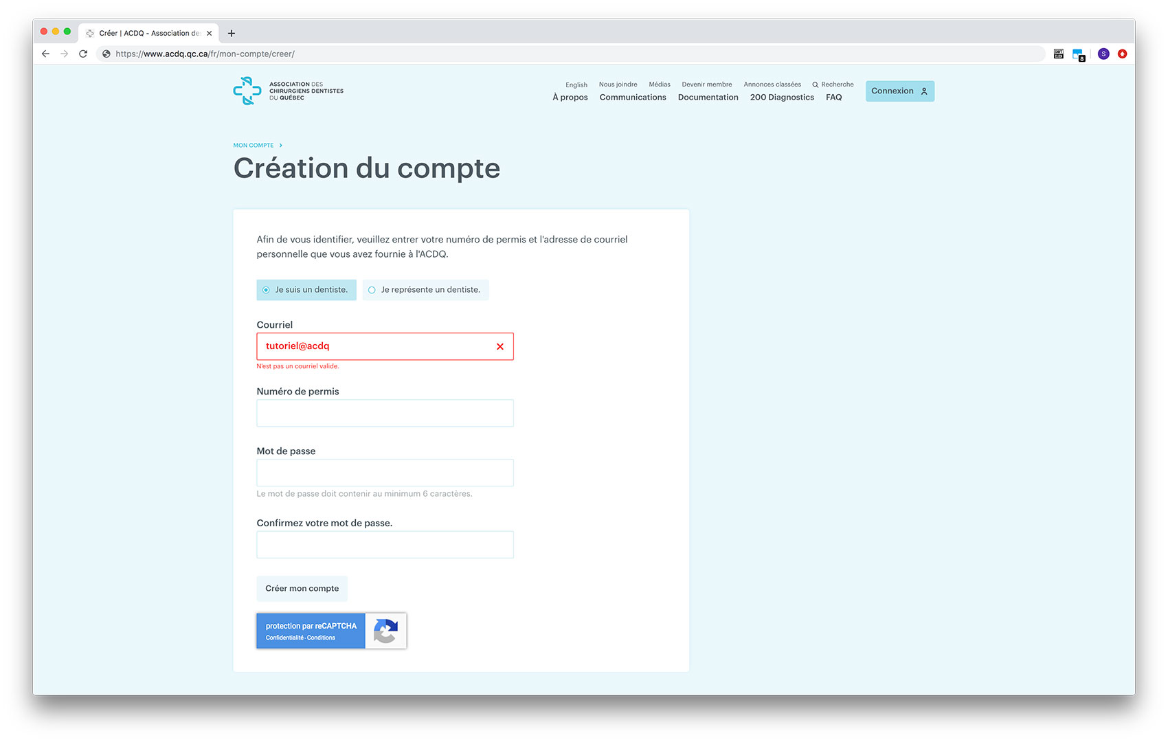 Aide | ACDQ - Association des chirurgiens dentistes du Québec