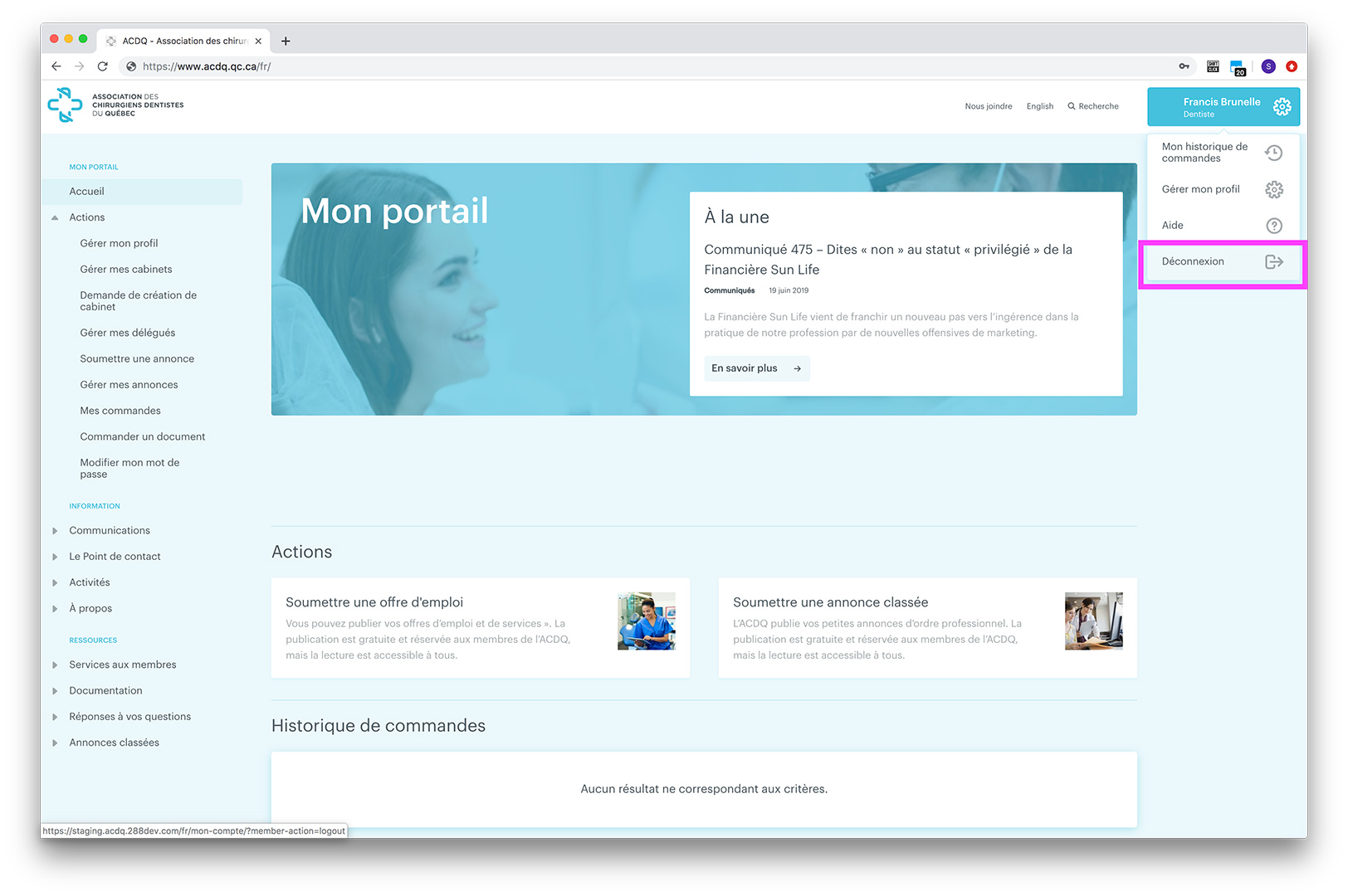 Aide | ACDQ - Association des chirurgiens dentistes du Québec